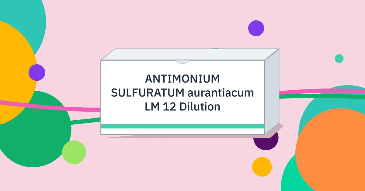 Symbolbild: Packung mit der Aufschrift ANTIMONIUM SULFURATUM aurantiacum LM 12 Dilution (PZN 13375368) – Verfügbarkeit und Bezug in Apotheken in Frankfurt am Main