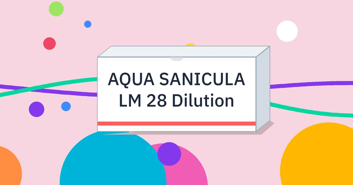 Symbolbild: Packung mit der Aufschrift AQUA SANICULA LM 28 Dilution (PZN 13382345) – Verfügbarkeit und Bezug in Apotheken in Frankfurt am Main