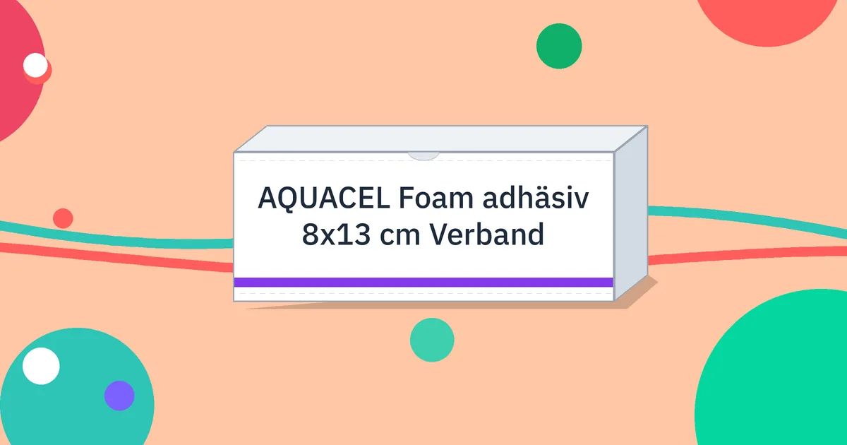 Symbolbild: Packung mit der Aufschrift AQUACEL Foam adhäsiv 8x13 cm Verband (PZN 14407188) – Verfügbarkeit und Bezug in Apotheken in Frankfurt am Main
