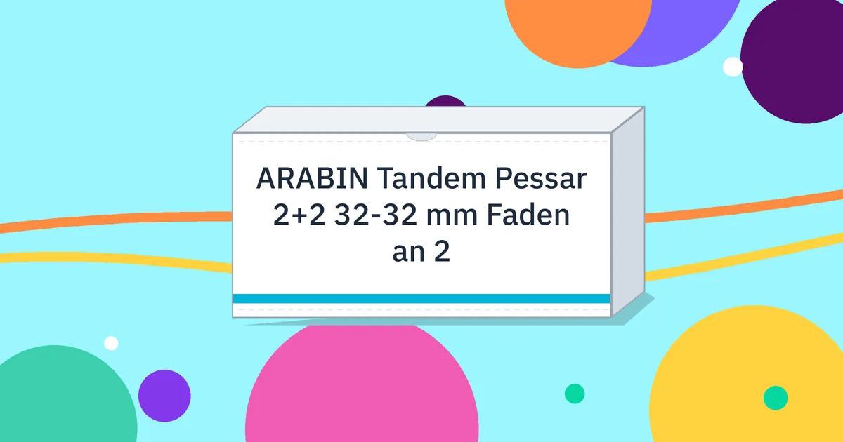 Symbolbild: Packung mit der Aufschrift ARABIN Tandem Pessar 2+2 32-32 mm Faden an 2 (PZN 16928187) – Verfügbarkeit und Bezug in Apotheken in Frankfurt am Main