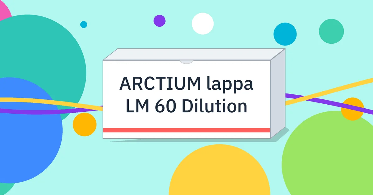 Symbolbild: Packung mit der Aufschrift ARCTIUM lappa LM 60 Dilution (PZN 13388046) – Verfügbarkeit und Bezug in Apotheken in Frankfurt am Main