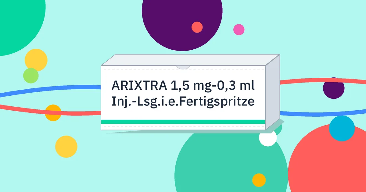Symbolbild: Packung mit der Aufschrift ARIXTRA 1,5 mg-0,3 ml Inj.-Lsg.i.e.Fertigspritze (PZN 15298525) – Verfügbarkeit und Bezug in Apotheken in Frankfurt am Main