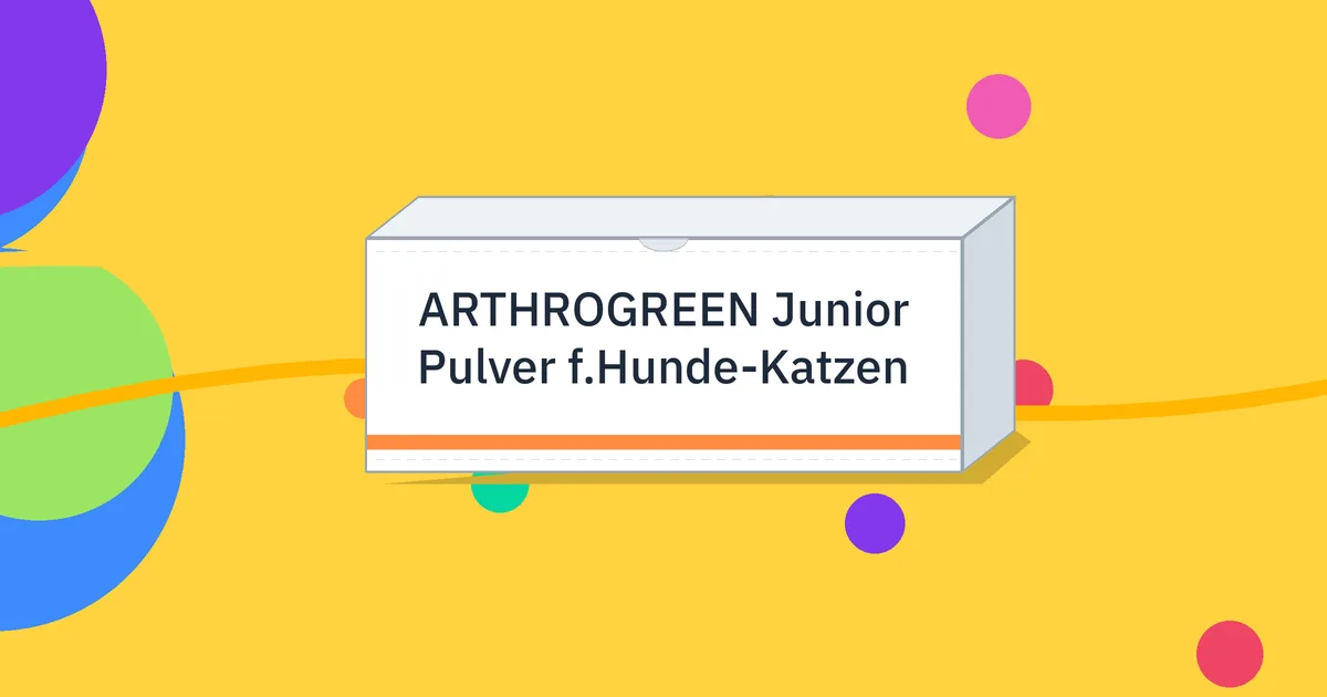 Symbolbild: Packung mit der Aufschrift ARTHROGREEN Junior Pulver f.Hunde-Katzen (PZN 10535564) – Verfügbarkeit und Bezug in Apotheken in Frankfurt am Main