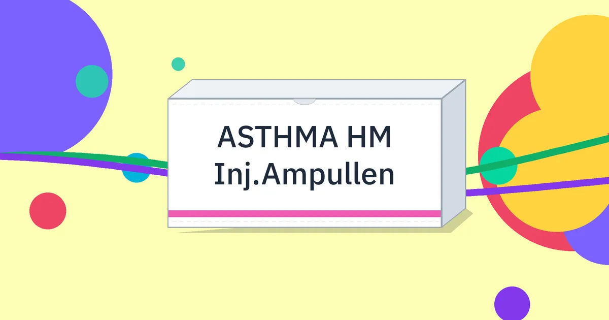 Symbolbild: Packung mit der Aufschrift ASTHMA HM Inj.Ampullen (PZN 01876740) – Verfügbarkeit und Bezug in Apotheken in Frankfurt am Main