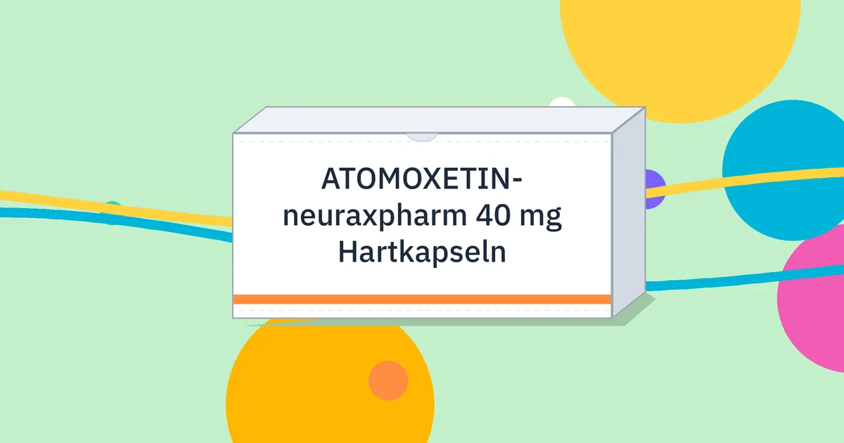 Symbolbild: Packung mit der Aufschrift ATOMOXETIN-neuraxpharm 40 mg Hartkapseln (PZN 16337003) – Verfügbarkeit und Bezug in Apotheken in Frankfurt am Main