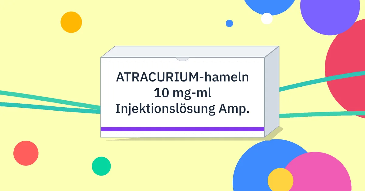 Symbolbild: Packung mit der Aufschrift ATRACURIUM-hameln 10 mg-ml Injektionslösung Amp. (PZN 02512046) – Verfügbarkeit und Bezug in Apotheken in Frankfurt am Main