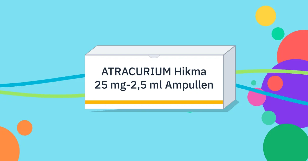 Symbolbild: Packung mit der Aufschrift ATRACURIUM Hikma 25 mg-2,5 ml Ampullen (PZN 04262642) – Verfügbarkeit und Bezug in Apotheken in Frankfurt am Main