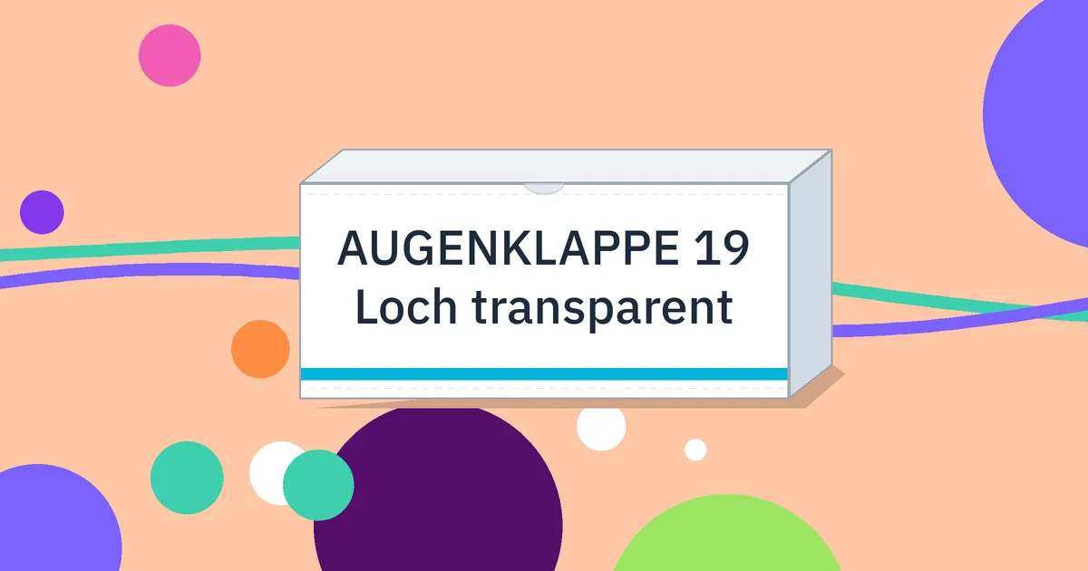 Symbolbild: Packung mit der Aufschrift AUGENKLAPPE 19 Loch transparent (PZN 06110480) – Verfügbarkeit und Bezug in Apotheken in Frankfurt am Main