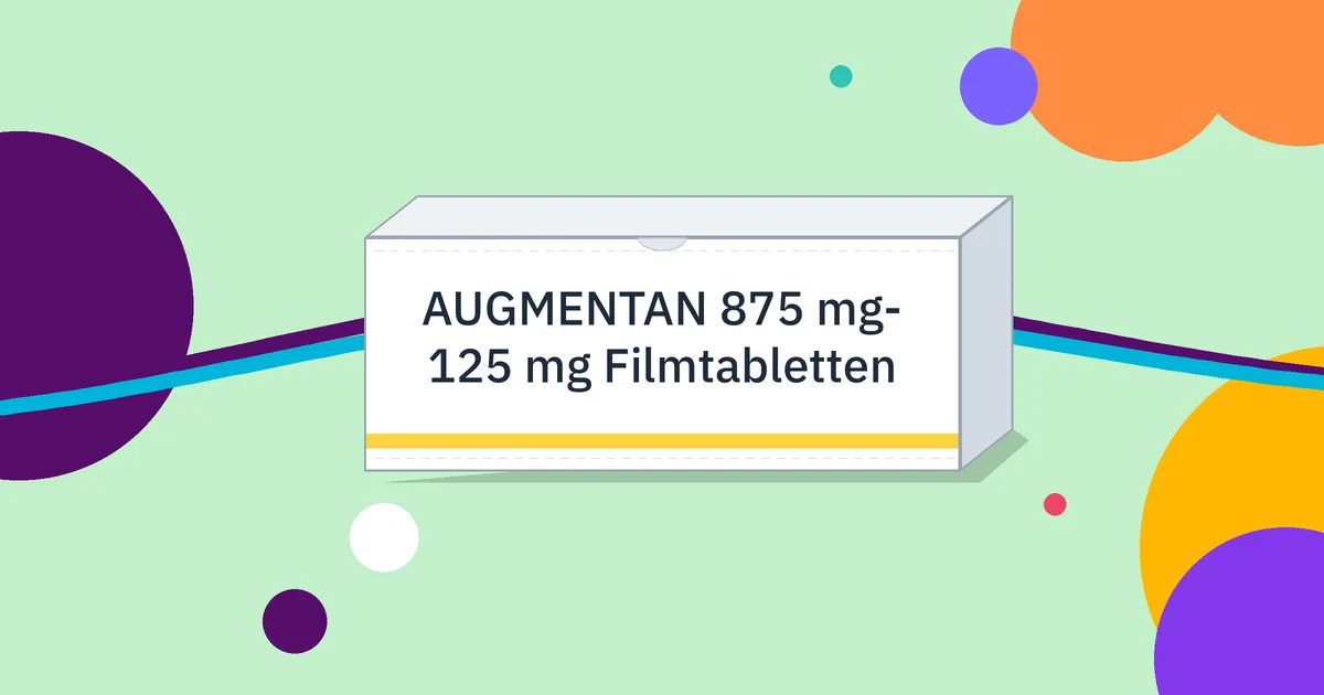 Symbolbild: Packung mit der Aufschrift AUGMENTAN 875 mg-125 mg Filmtabletten (PZN 20285565) – Verfügbarkeit und Bezug in Apotheken in Frankfurt am Main