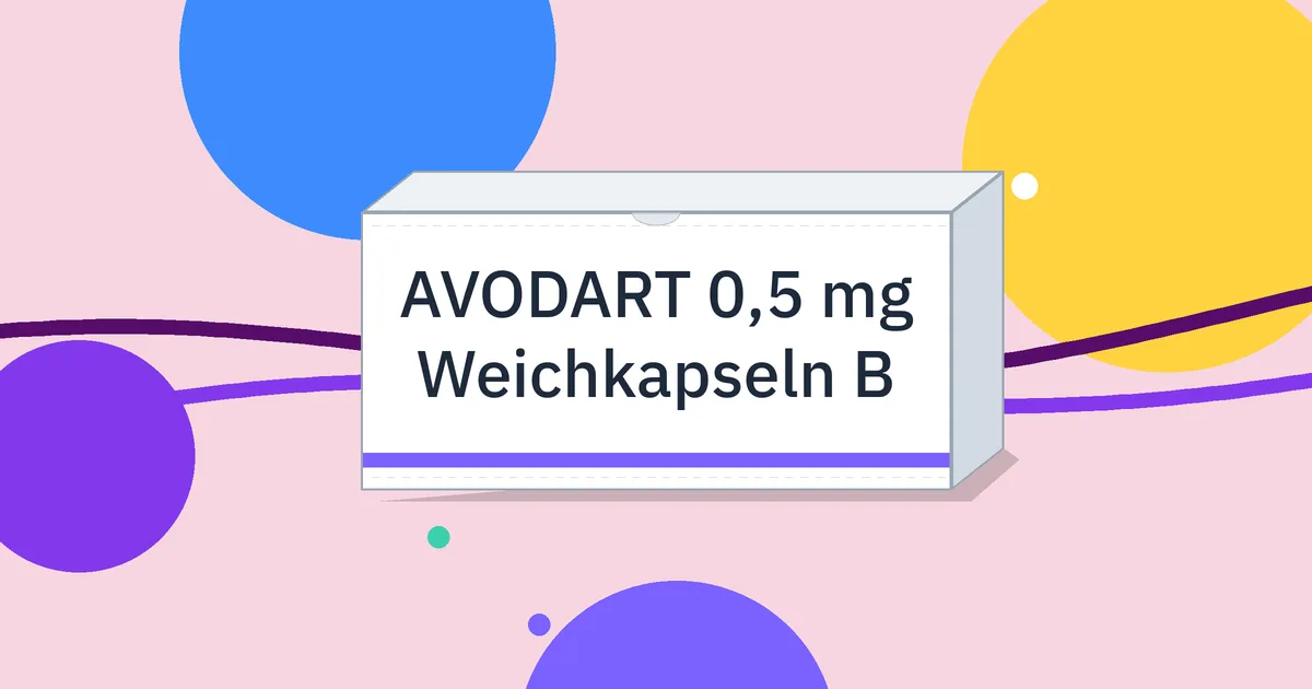 Symbolbild: Packung mit der Aufschrift AVODART 0,5 mg Weichkapseln B (PZN 02185587) – Verfügbarkeit und Bezug in Apotheken in Frankfurt am Main