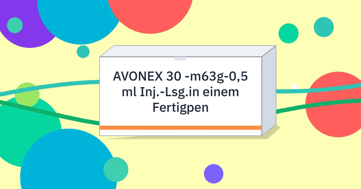 Symbolbild: Packung mit der Aufschrift AVONEX 30 -m63g-0,5 ml Inj.-Lsg.in einem Fertigpen (PZN 14217602) – Verfügbarkeit und Bezug in Apotheken in Frankfurt am Main