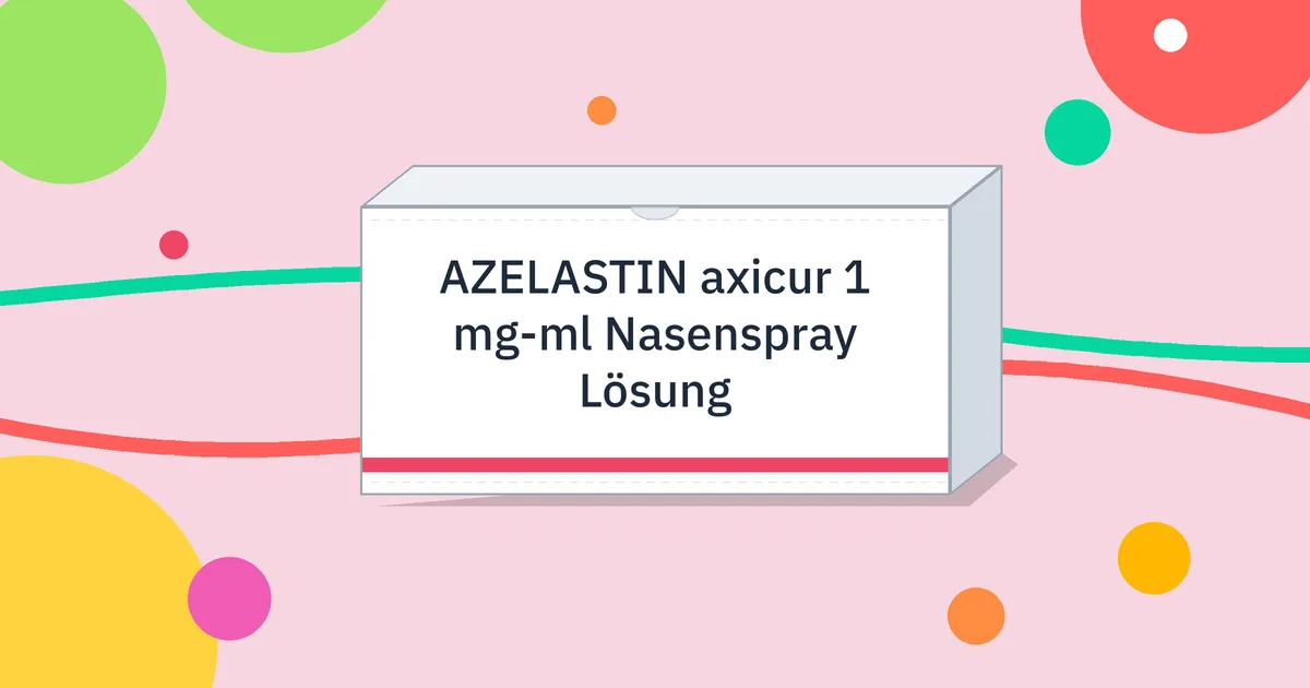 Symbolbild: Packung mit der Aufschrift AZELASTIN axicur 1 mg-ml Nasenspray Lösung (PZN 20196123) – Verfügbarkeit und Bezug in Apotheken in Frankfurt am Main