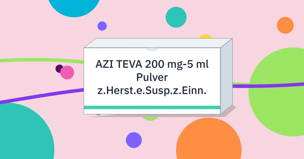 Symbolbild: Packung mit der Aufschrift AZI TEVA 200 mg-5 ml Pulver z.Herst.e.Susp.z.Einn. (PZN 05948175) – Verfügbarkeit und Bezug in Apotheken in Frankfurt am Main
