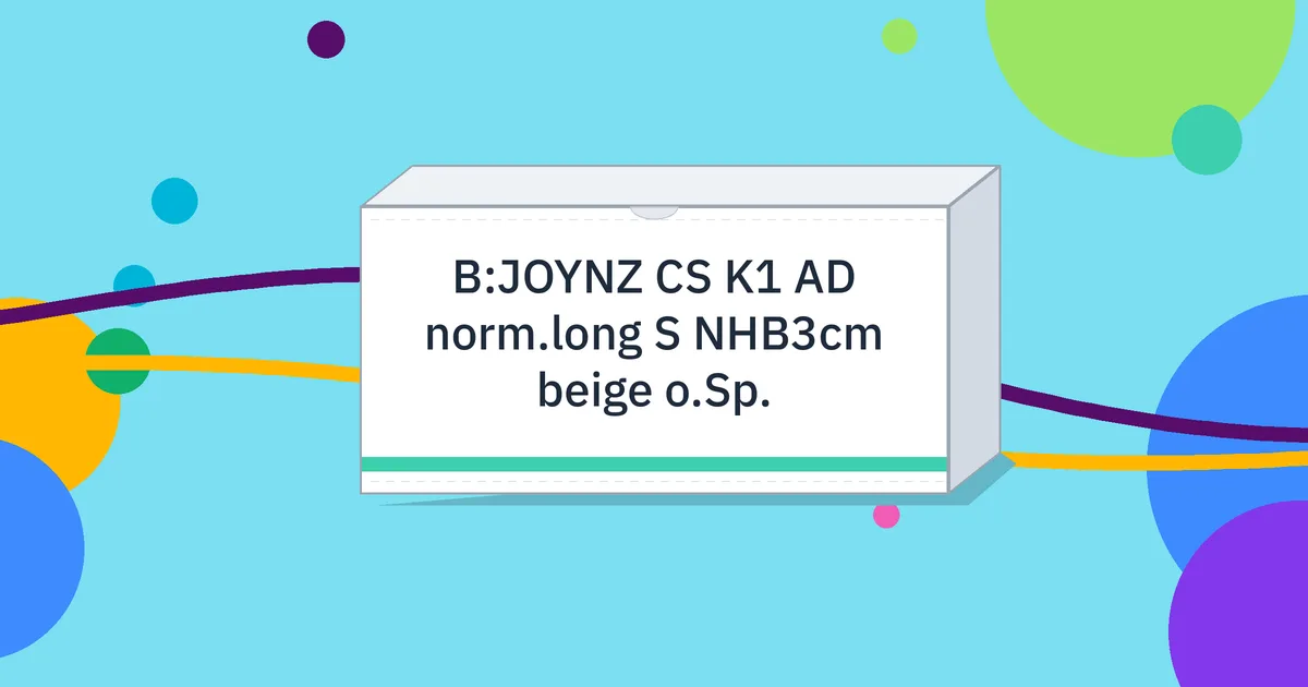 Symbolbild: Packung mit der Aufschrift B:JOYNZ CS K1 AD norm.long S NHB3cm beige o.Sp. (PZN 20526543) – Verfügbarkeit und Bezug in Apotheken in Frankfurt am Main