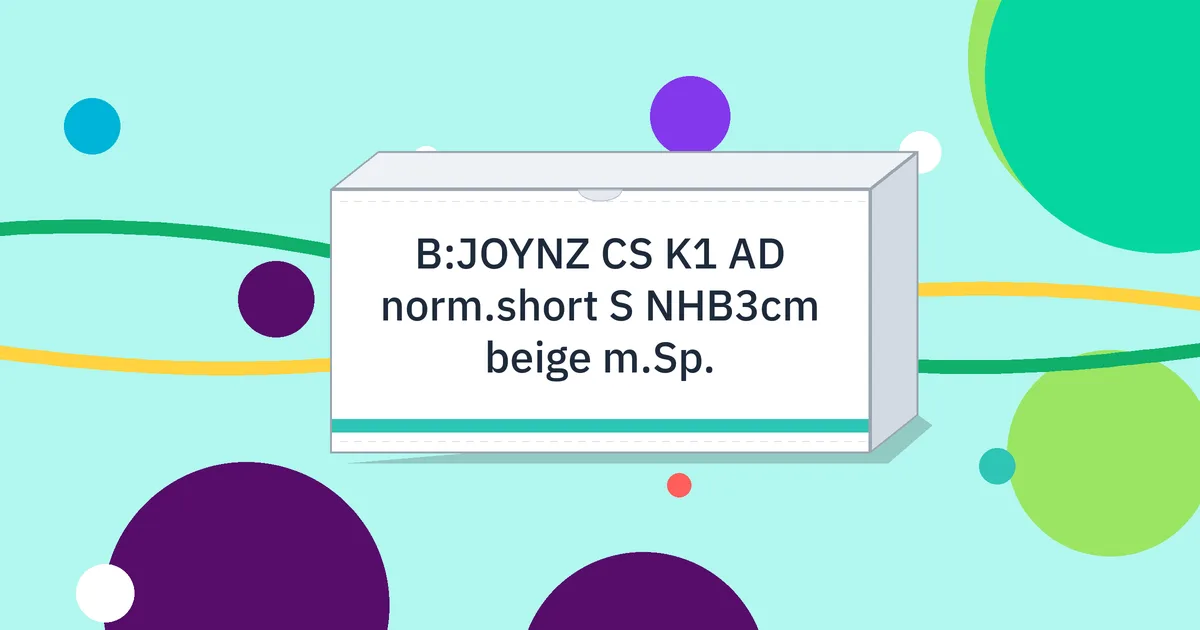 Symbolbild: Packung mit der Aufschrift B:JOYNZ CS K1 AD norm.short S NHB3cm beige m.Sp. (PZN 20529300) – Verfügbarkeit und Bezug in Apotheken in Frankfurt am Main