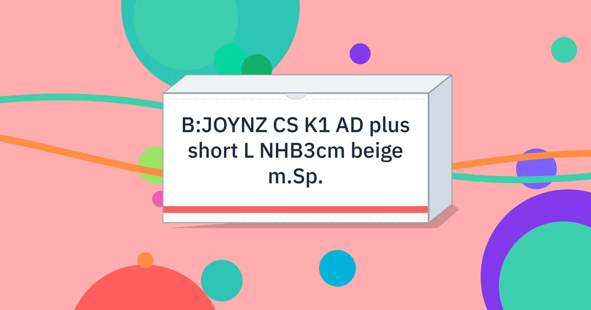 Symbolbild: Packung mit der Aufschrift B:JOYNZ CS K1 AD plus short L NHB3cm beige m.Sp. (PZN 20526075) – Verfügbarkeit und Bezug in Apotheken in Frankfurt am Main