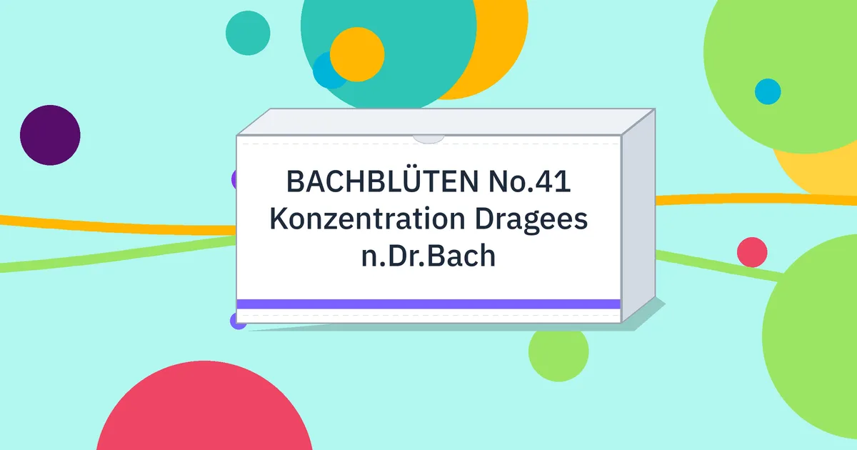 Symbolbild: Packung mit der Aufschrift BACHBLÜTEN No.41 Konzentration Dragees n.Dr.Bach (PZN 10519884) – Verfügbarkeit und Bezug in Apotheken in Frankfurt am Main