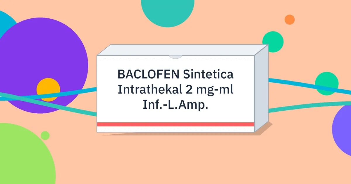 Symbolbild: Packung mit der Aufschrift BACLOFEN Sintetica Intrathekal 2 mg-ml Inf.-L.Amp. (PZN 16731125) – Verfügbarkeit und Bezug in Apotheken in Frankfurt am Main