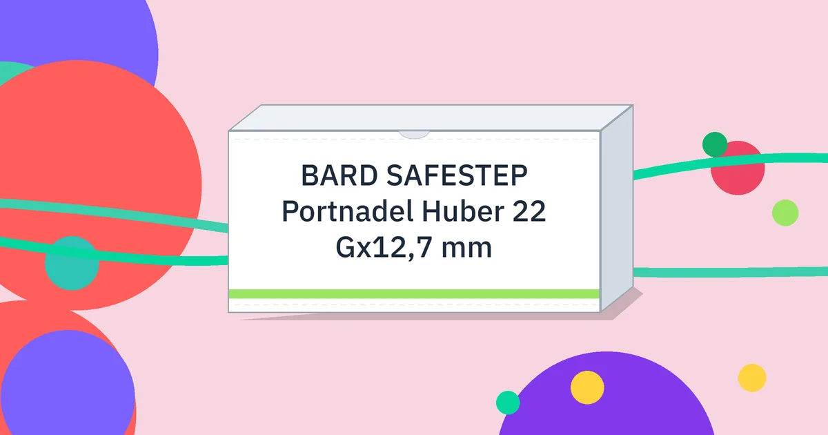 Symbolbild: Packung mit der Aufschrift BARD SAFESTEP Portnadel Huber 22 Gx12,7 mm (PZN 17296370) – Verfügbarkeit und Bezug in Apotheken in Frankfurt am Main