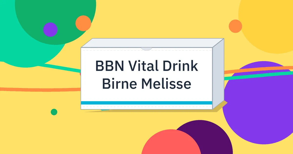 Symbolbild: Packung mit der Aufschrift BBN Vital Drink Birne Melisse (PZN 16760902) – Verfügbarkeit und Bezug in Apotheken in Frankfurt am Main