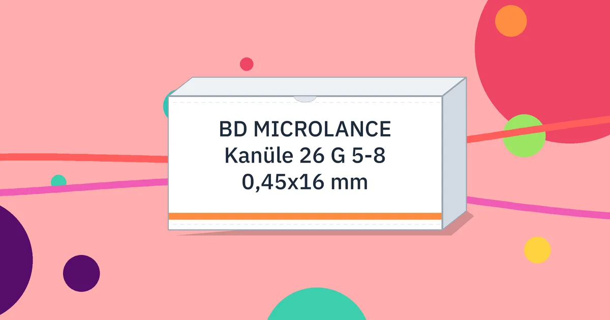 Symbolbild: Packung mit der Aufschrift BD MICROLANCE Kanüle 26 G 5-8 0,45x16 mm (PZN 03087059) – Verfügbarkeit und Bezug in Apotheken in Frankfurt am Main
