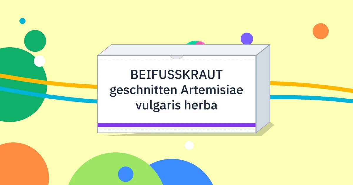 Symbolbild: Packung mit der Aufschrift BEIFUSSKRAUT geschnitten Artemisiae vulgaris herba (PZN 20953794) – Verfügbarkeit und Bezug in Apotheken in Frankfurt am Main