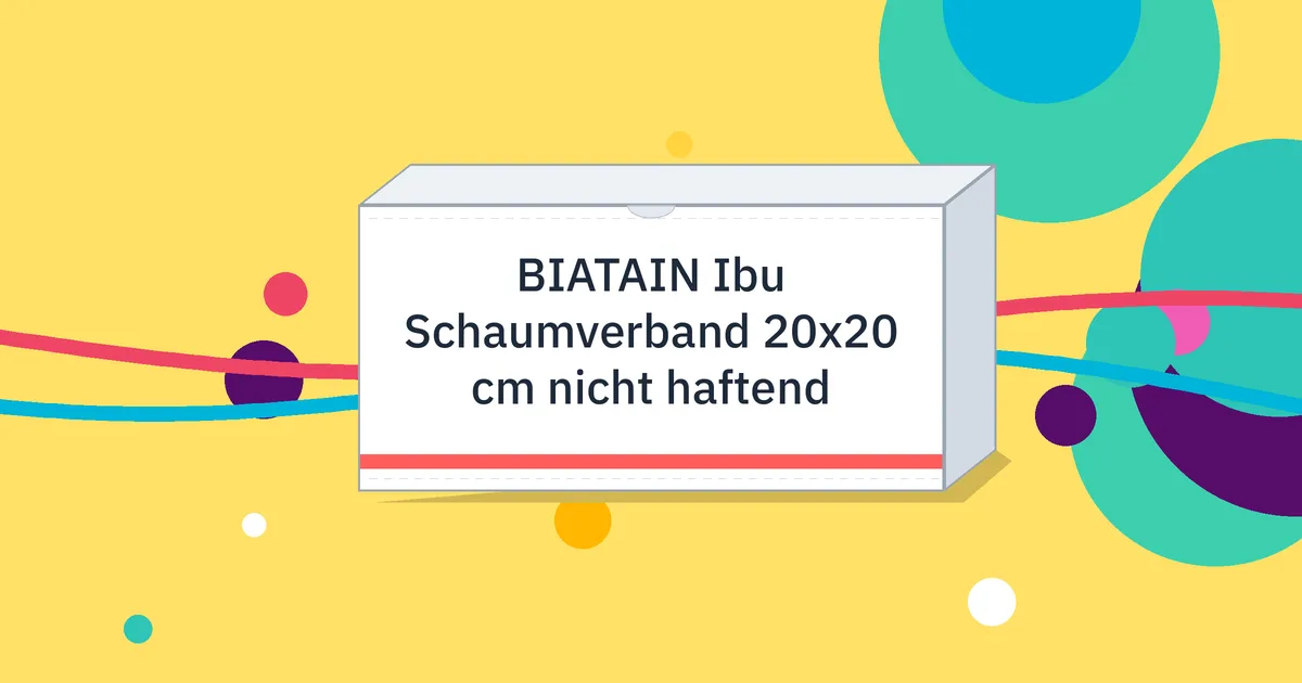 Symbolbild: Packung mit der Aufschrift BIATAIN Ibu Schaumverband 20x20 cm nicht haftend (PZN 14331605) – Verfügbarkeit und Bezug in Apotheken in Frankfurt am Main