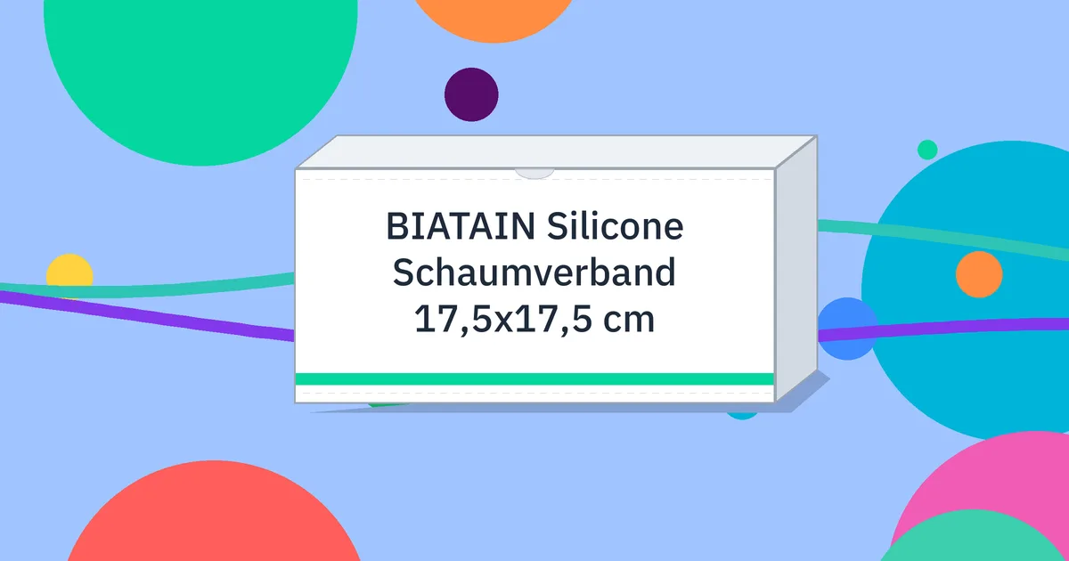 Symbolbild: Packung mit der Aufschrift BIATAIN Silicone Schaumverband 17,5x17,5 cm (PZN 14237059) – Verfügbarkeit und Bezug in Apotheken in Frankfurt am Main
