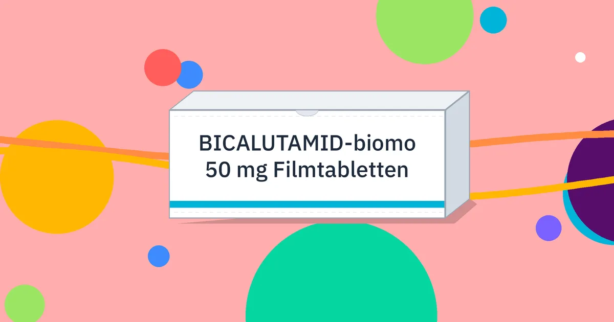 Symbolbild: Packung mit der Aufschrift BICALUTAMID-biomo 50 mg Filmtabletten (PZN 06707137) – Verfügbarkeit und Bezug in Apotheken in Frankfurt am Main