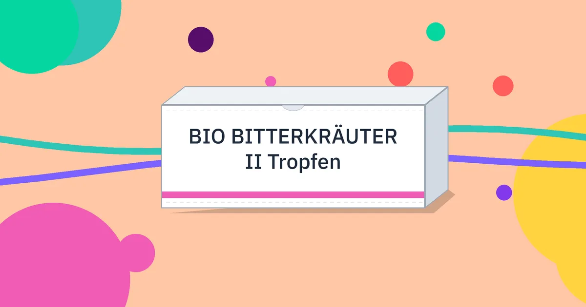 Symbolbild: Packung mit der Aufschrift BIO BITTERKRÄUTER II Tropfen (PZN 19184965) – Verfügbarkeit und Bezug in Apotheken in Frankfurt am Main