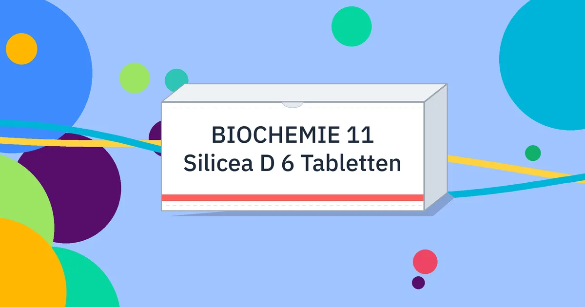 Symbolbild: Packung mit der Aufschrift BIOCHEMIE 11 Silicea D 6 Tabletten (PZN 04130840) – Verfügbarkeit und Bezug in Apotheken in Frankfurt am Main