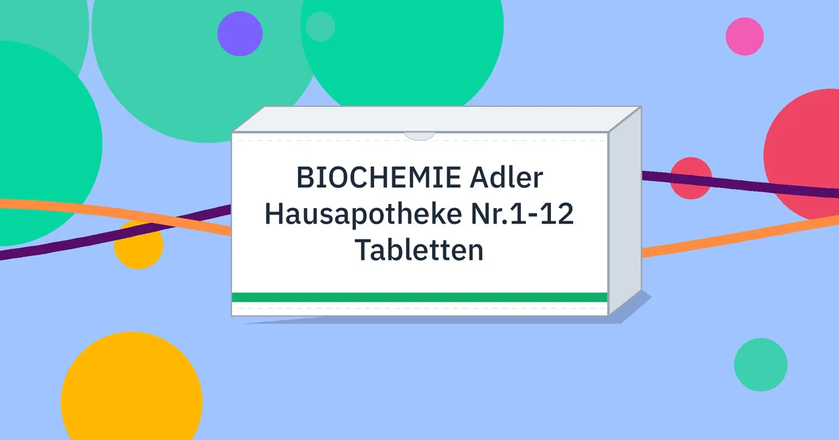 Symbolbild: Packung mit der Aufschrift BIOCHEMIE Adler Hausapotheke Nr.1-12 Tabletten (PZN 18827639) – Verfügbarkeit und Bezug in Apotheken in Frankfurt am Main