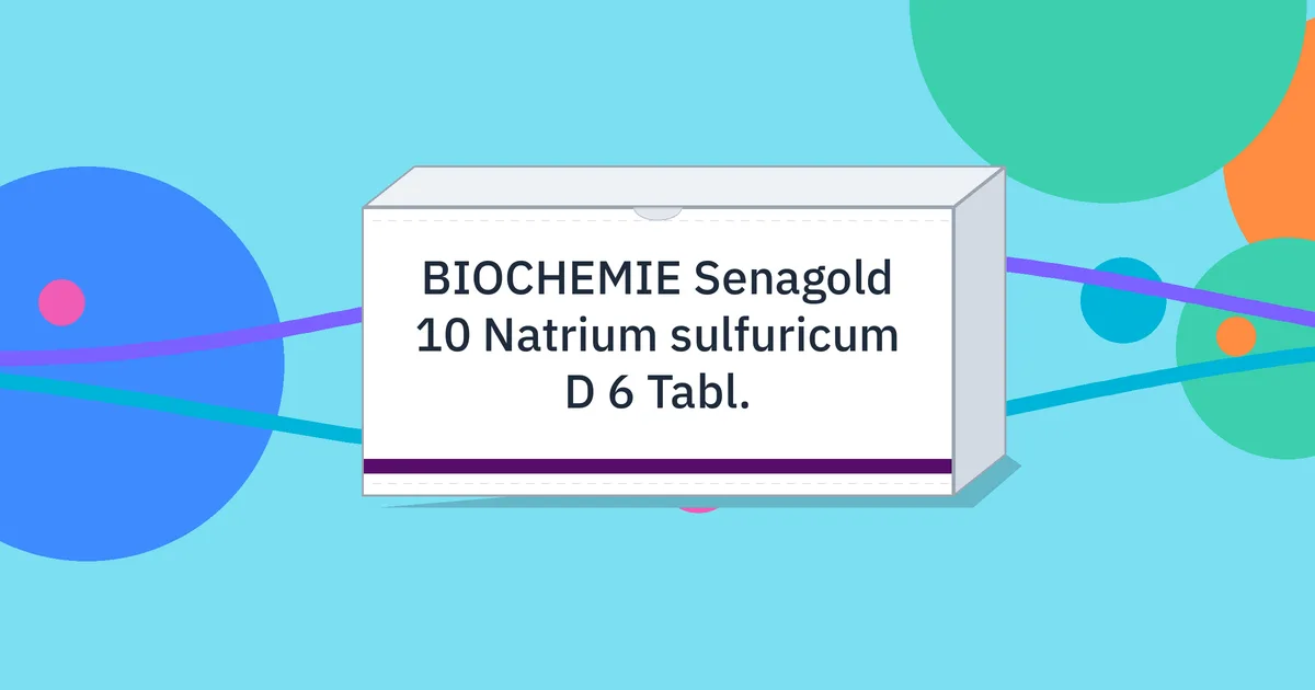 Symbolbild: Packung mit der Aufschrift BIOCHEMIE Senagold 10 Natrium sulfuricum D 6 Tabl. (PZN 06827605) – Verfügbarkeit und Bezug in Apotheken in Frankfurt am Main