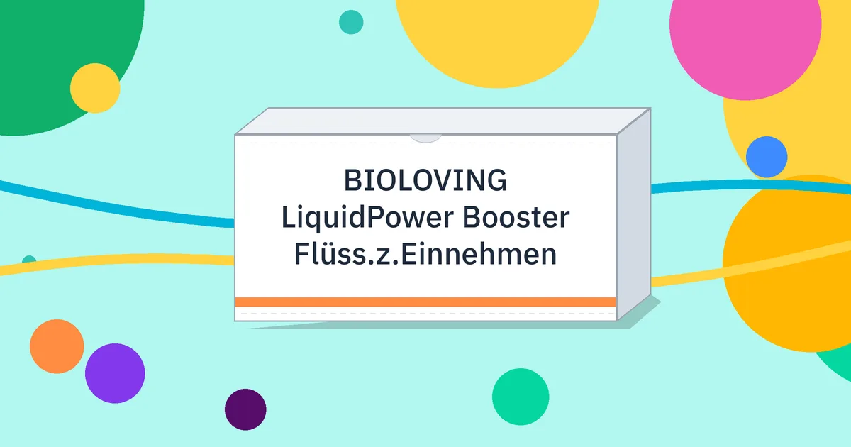 Symbolbild: Packung mit der Aufschrift BIOLOVING LiquidPower Booster Flüss.z.Einnehmen (PZN 16863401) – Verfügbarkeit und Bezug in Apotheken in Frankfurt am Main