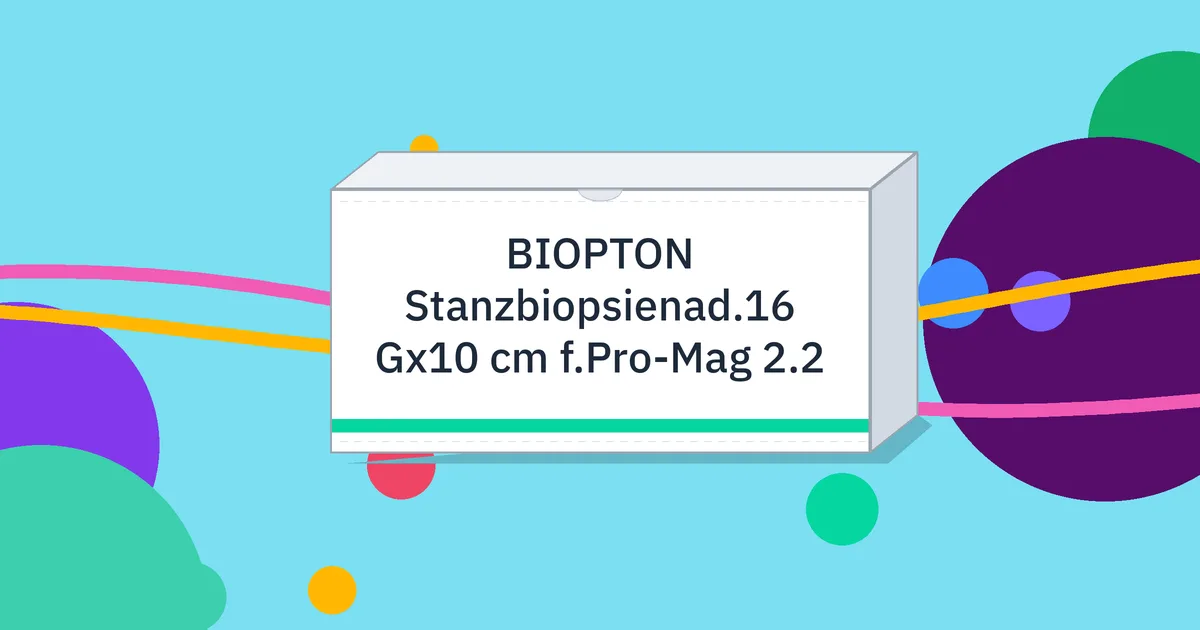 Symbolbild: Packung mit der Aufschrift BIOPTON Stanzbiopsienad.16 Gx10 cm f.Pro-Mag 2.2 (PZN 00437317) – Verfügbarkeit und Bezug in Apotheken in Frankfurt am Main