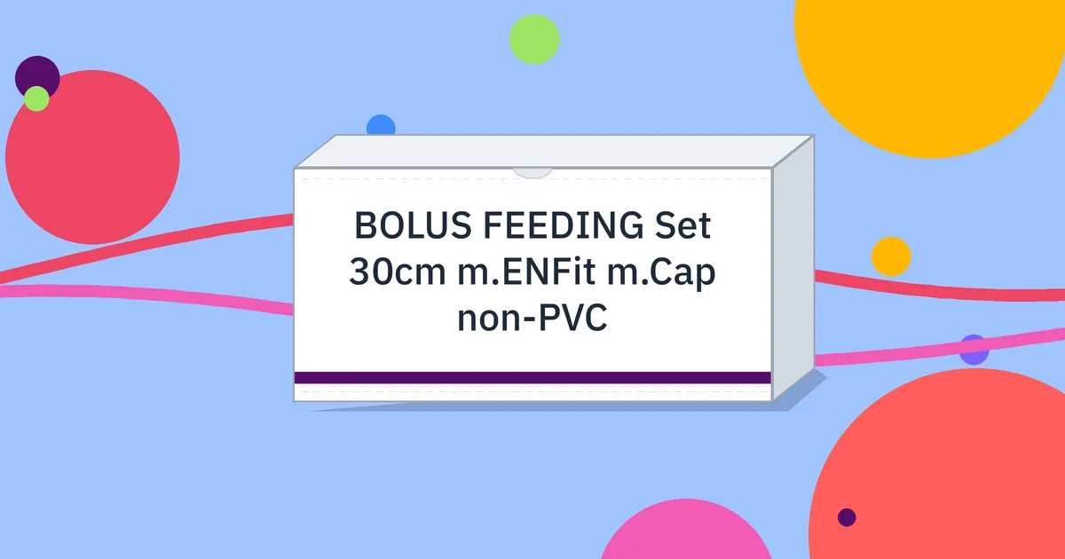 Symbolbild: Packung mit der Aufschrift BOLUS FEEDING Set 30cm m.ENFit m.Cap non-PVC (PZN 20305150) – Verfügbarkeit und Bezug in Apotheken in Frankfurt am Main
