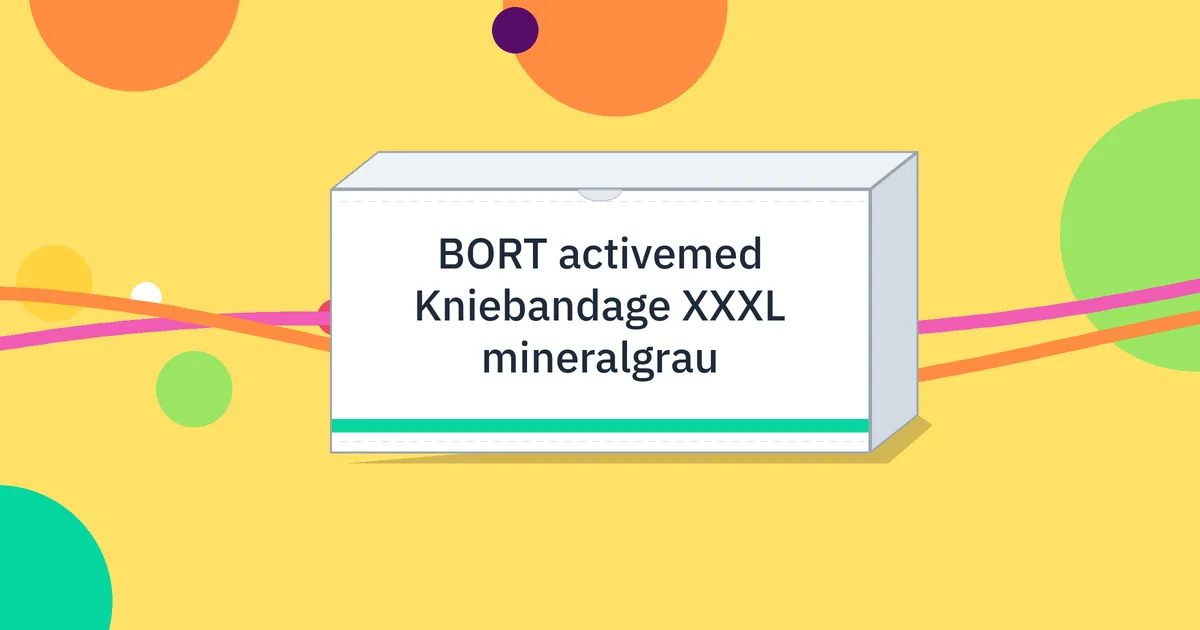 Symbolbild: Packung mit der Aufschrift BORT activemed Kniebandage XXXL mineralgrau (PZN 12602075) – Verfügbarkeit und Bezug in Apotheken in Frankfurt am Main