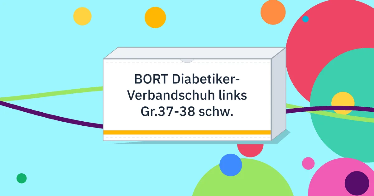 Symbolbild: Packung mit der Aufschrift BORT Diabetiker-Verbandschuh links Gr.37-38 schw. (PZN 11581201) – Verfügbarkeit und Bezug in Apotheken in Frankfurt am Main