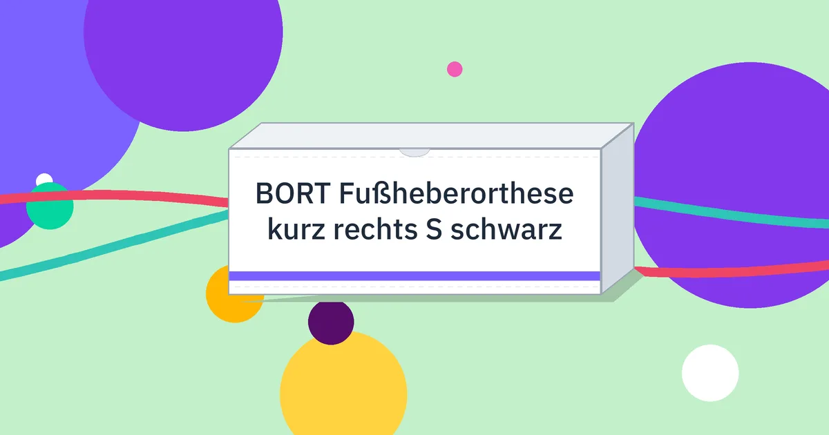 Symbolbild: Packung mit der Aufschrift BORT Fußheberorthese kurz rechts S schwarz (PZN 07668184) – Verfügbarkeit und Bezug in Apotheken in Frankfurt am Main
