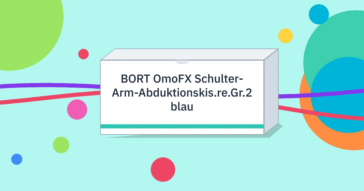 Symbolbild: Packung mit der Aufschrift BORT OmoFX Schulter-Arm-Abduktionskis.re.Gr.2 blau (PZN 05564121) – Verfügbarkeit und Bezug in Apotheken in Frankfurt am Main