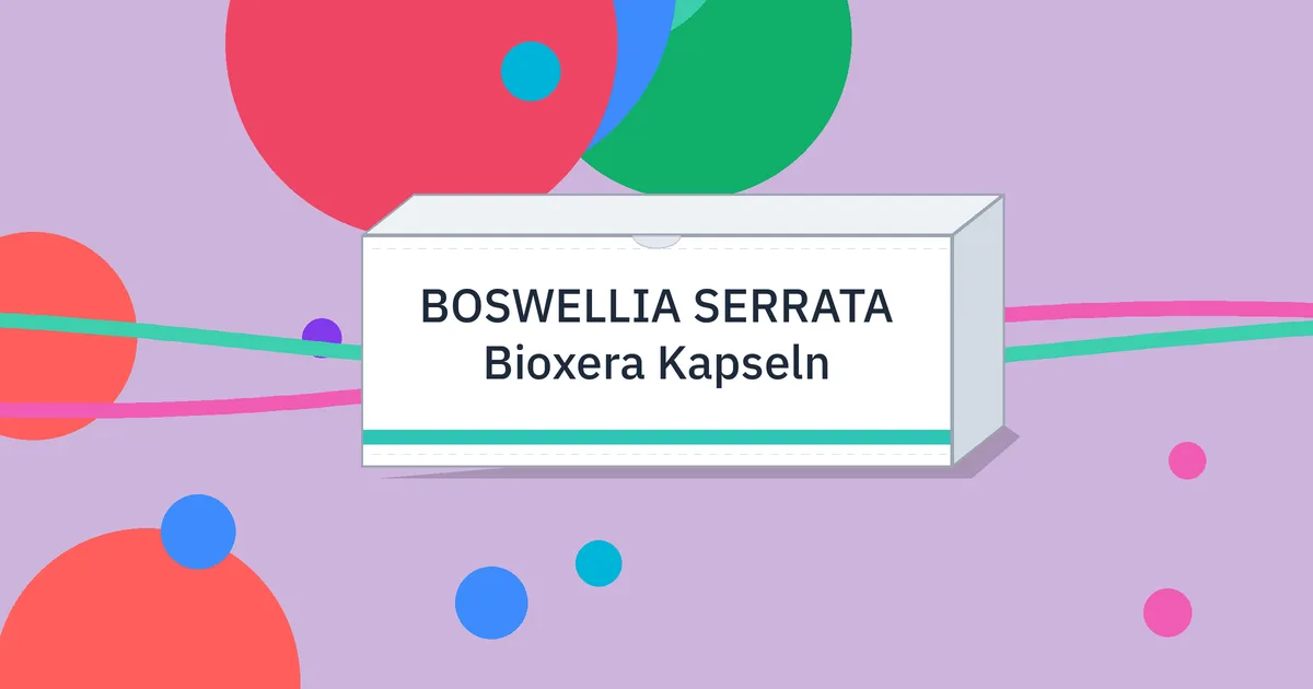 Symbolbild: Packung mit der Aufschrift BOSWELLIA SERRATA Bioxera Kapseln (PZN 08538934) – Verfügbarkeit und Bezug in Apotheken in Frankfurt am Main
