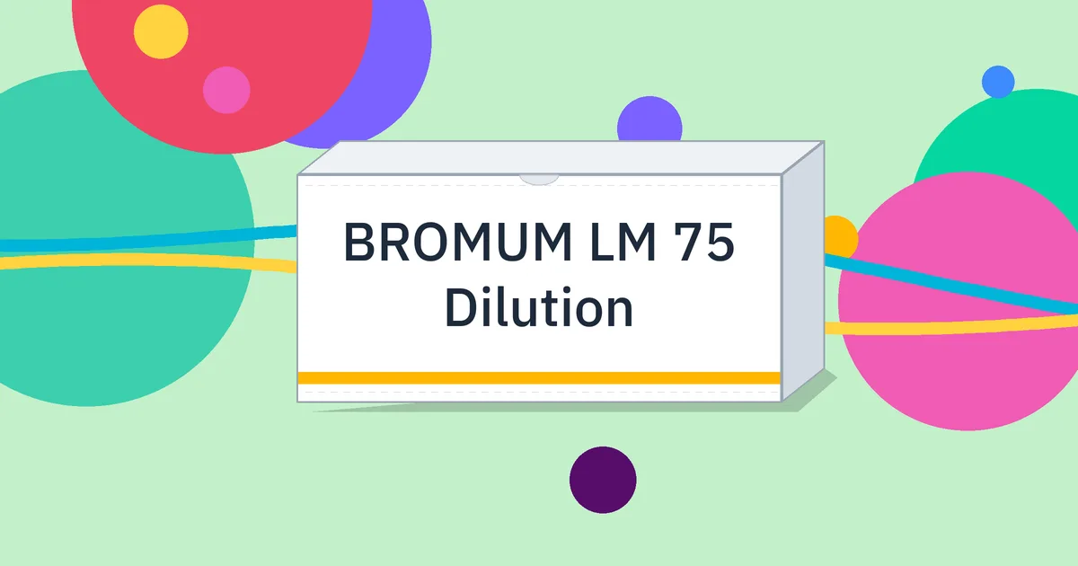 Symbolbild: Packung mit der Aufschrift BROMUM LM 75 Dilution (PZN 12796814) – Verfügbarkeit und Bezug in Apotheken in Frankfurt am Main