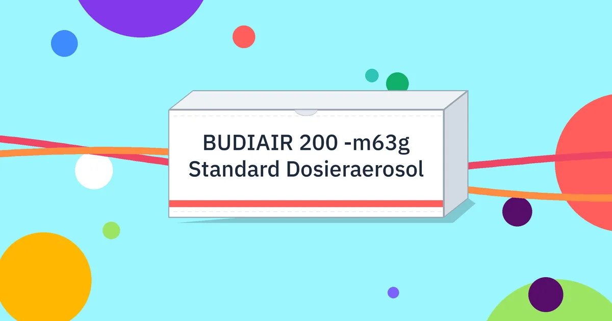 Symbolbild: Packung mit der Aufschrift BUDIAIR 200 -m63g Standard Dosieraerosol (PZN 16708741) – Verfügbarkeit und Bezug in Apotheken in Frankfurt am Main