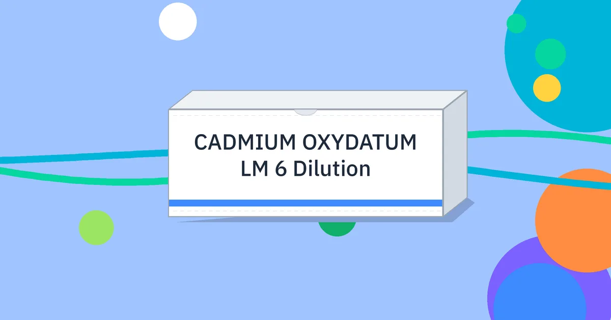 Symbolbild: Packung mit der Aufschrift CADMIUM OXYDATUM LM 6 Dilution (PZN 13400971) – Verfügbarkeit und Bezug in Apotheken in Frankfurt am Main