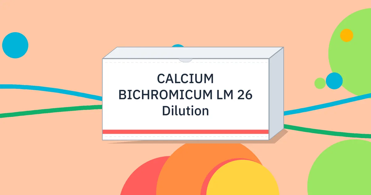 Symbolbild: Packung mit der Aufschrift CALCIUM BICHROMICUM LM 26 Dilution (PZN 13407588) – Verfügbarkeit und Bezug in Apotheken in Frankfurt am Main