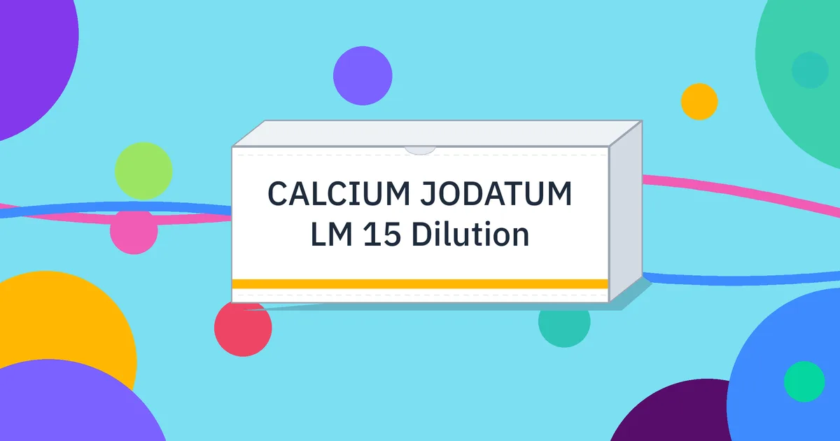 Symbolbild: Packung mit der Aufschrift CALCIUM JODATUM LM 15 Dilution (PZN 12804815) – Verfügbarkeit und Bezug in Apotheken in Frankfurt am Main