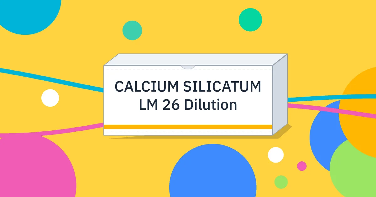 Symbolbild: Packung mit der Aufschrift CALCIUM SILICATUM LM 26 Dilution (PZN 12805789) – Verfügbarkeit und Bezug in Apotheken in Frankfurt am Main
