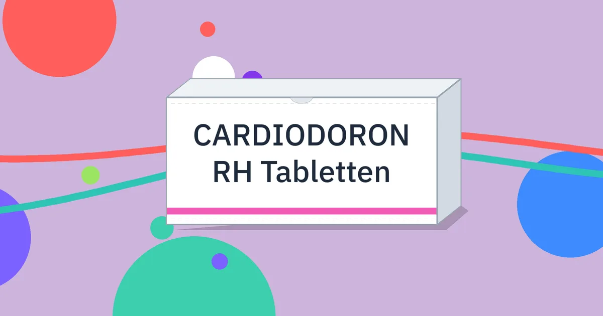 Symbolbild: Packung mit der Aufschrift CARDIODORON RH Tabletten (PZN 01894790) – Verfügbarkeit und Bezug in Apotheken in Frankfurt am Main