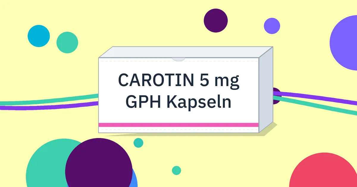 Symbolbild: Packung mit der Aufschrift CAROTIN 5 mg GPH Kapseln (PZN 09681415) – Verfügbarkeit und Bezug in Apotheken in Frankfurt am Main