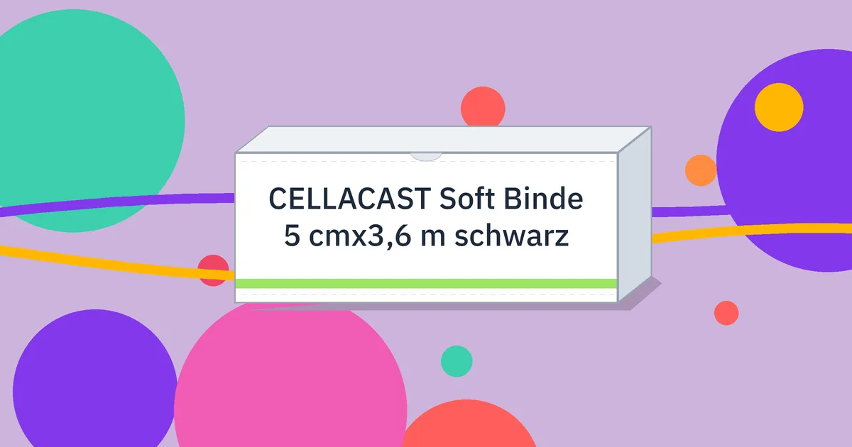 Symbolbild: Packung mit der Aufschrift CELLACAST Soft Binde 5 cmx3,6 m schwarz (PZN 14264582) – Verfügbarkeit und Bezug in Apotheken in Frankfurt am Main